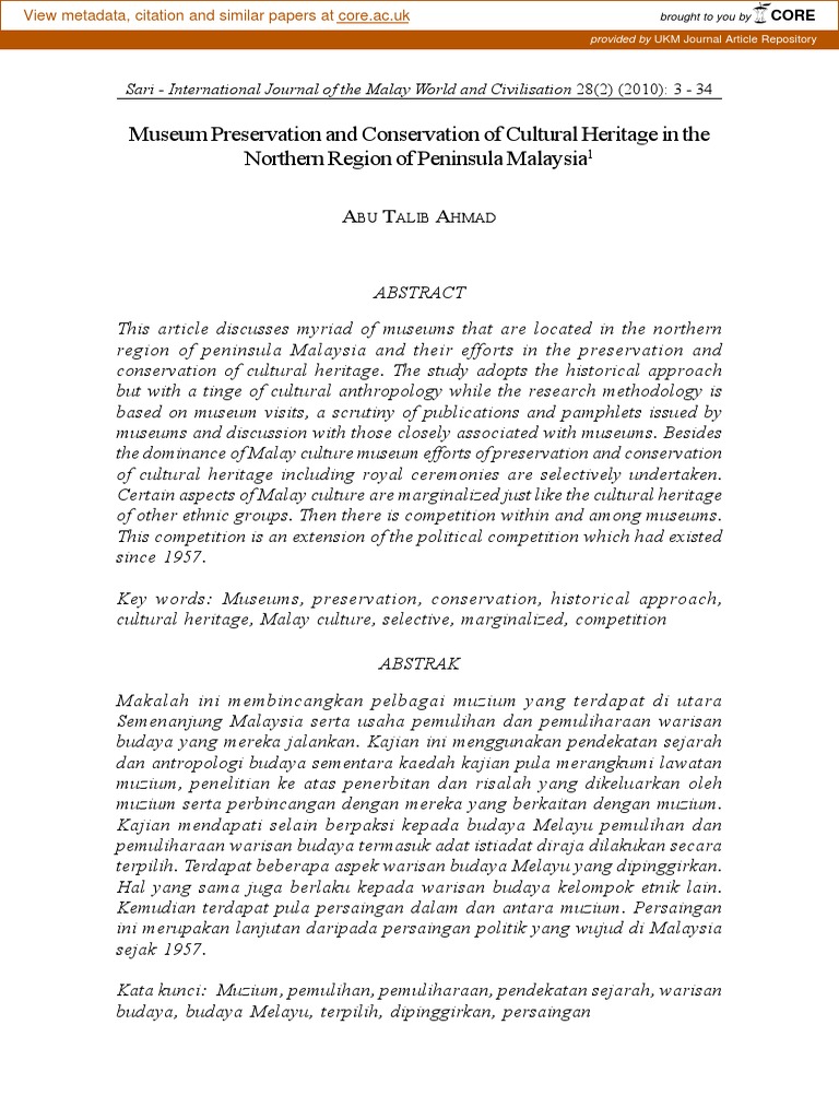 Preservation Museum North Malaysia | PDF