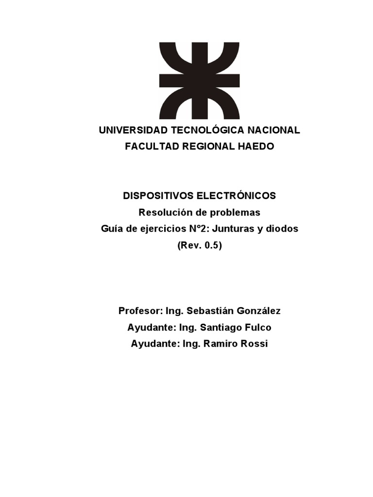 DE - Guía de Ejercicios N°2 (Resuelta) (Rev. 0.5) | PDF | Diodo | voltaje