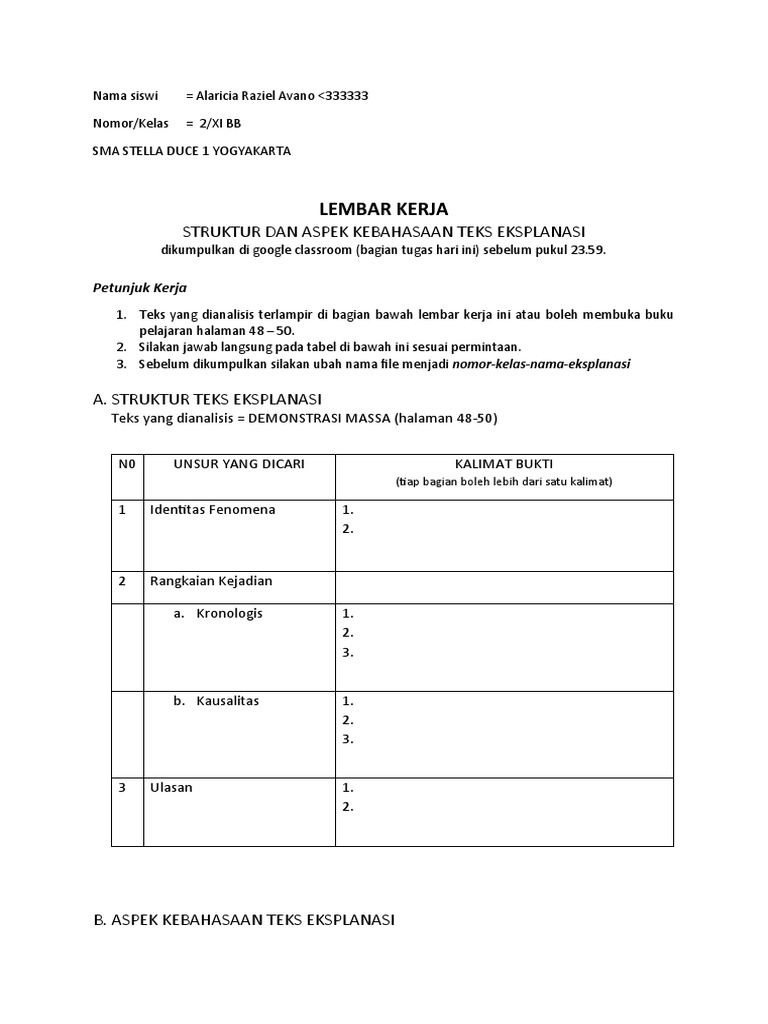LKPD Teks Eksplanasi 2023 | PDF