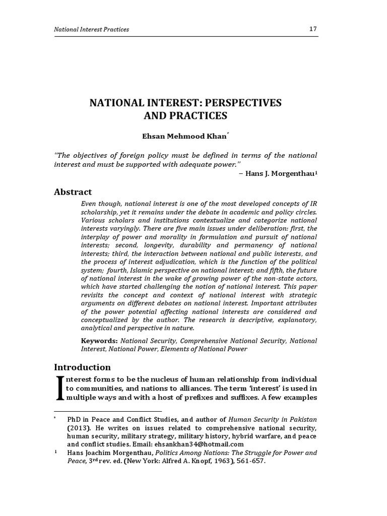 National Interest: Perspectives & Practices | PDF | National Security ...