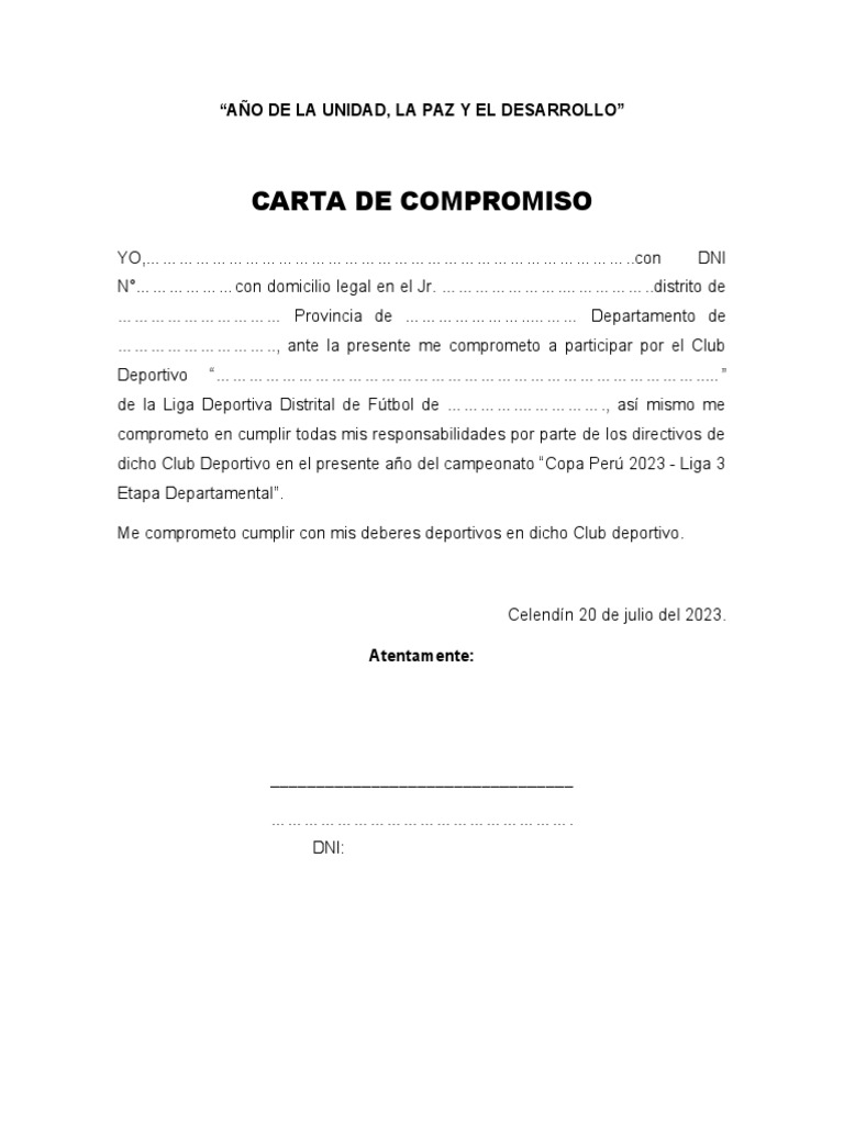 Modelo de Carta de Compromiso | PDF