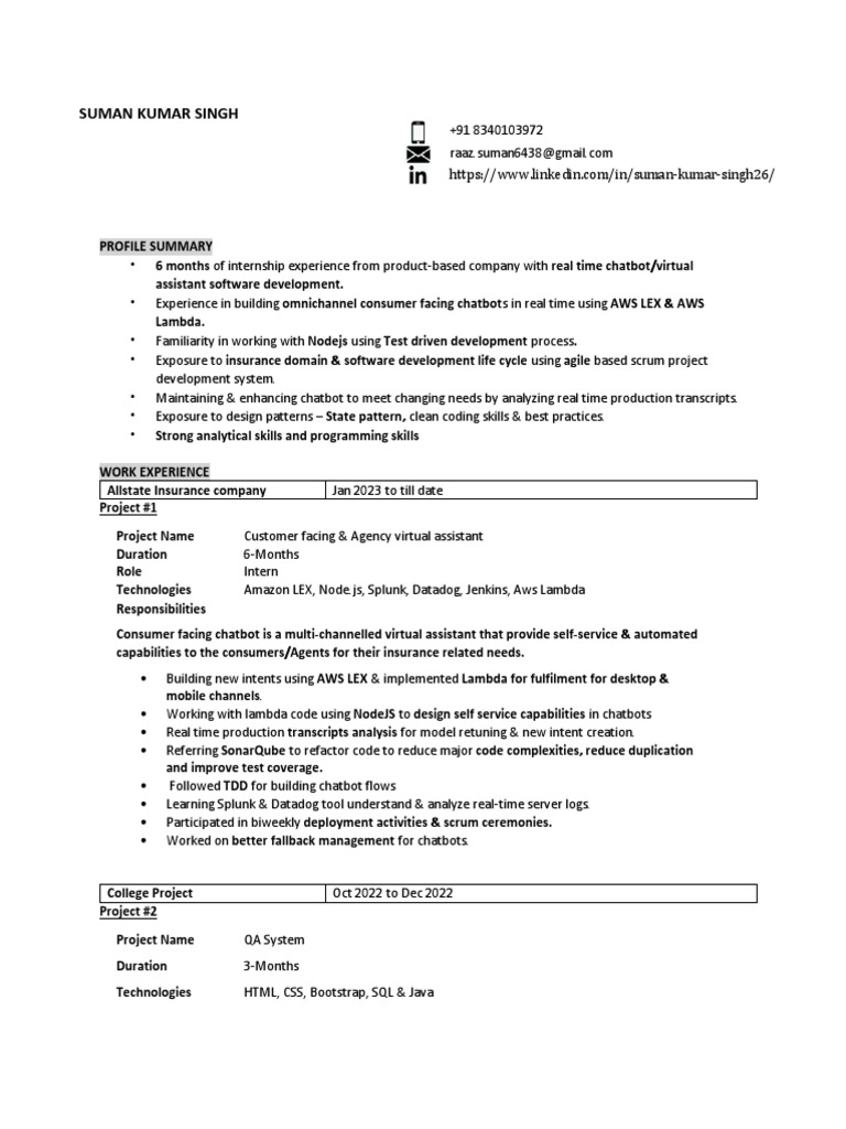 Suman Kumar Singh CV | PDF | Java Script | Databases