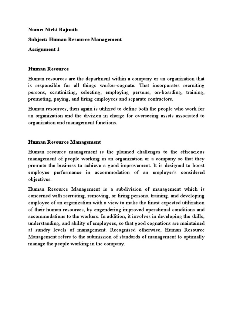 HRM Assignment 1 | PDF | Human Resource Management | Employment HRM Assignment 1 | PDF | Human Resource Management | Employment