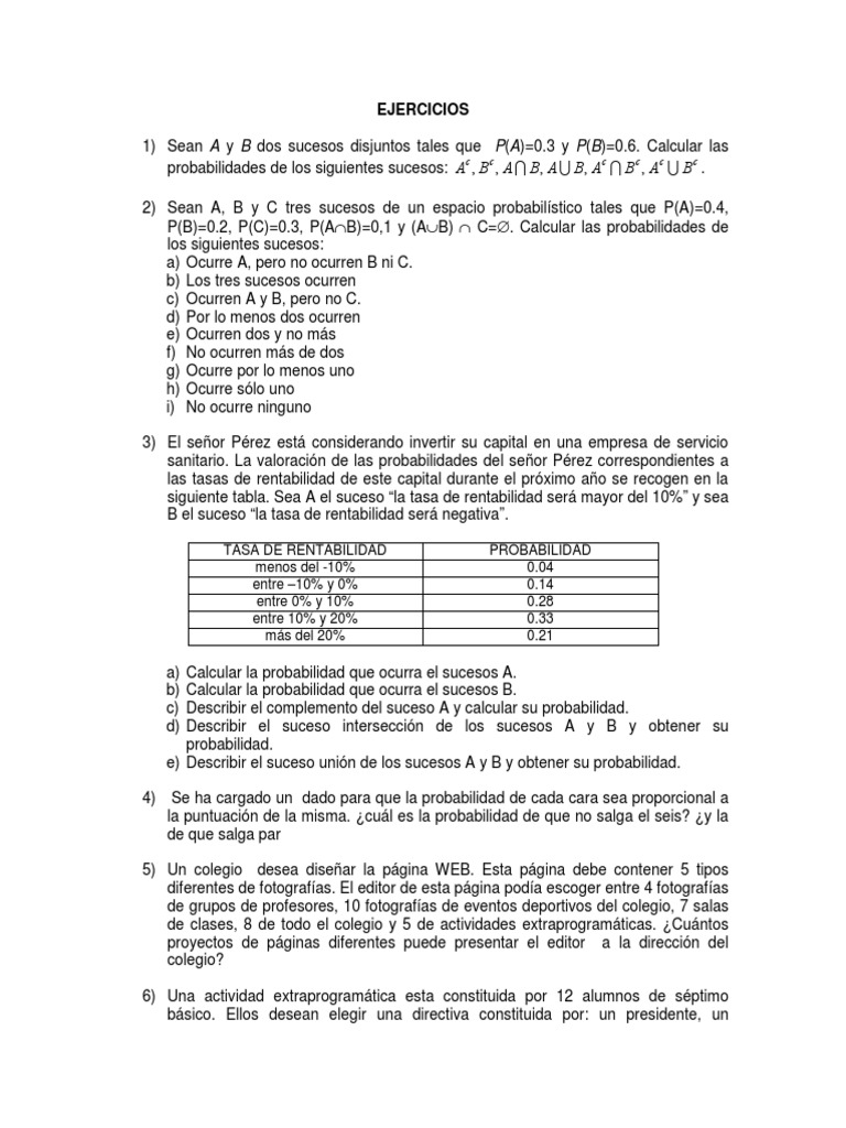 Capitulo I - Probabilidades Ejercicios | PDF | Probabilidad | Science