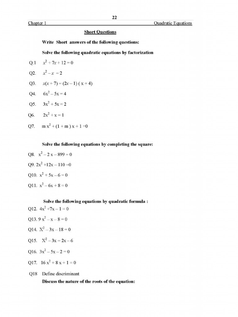 Short Questions Chapter 01 Math 113 | PDF