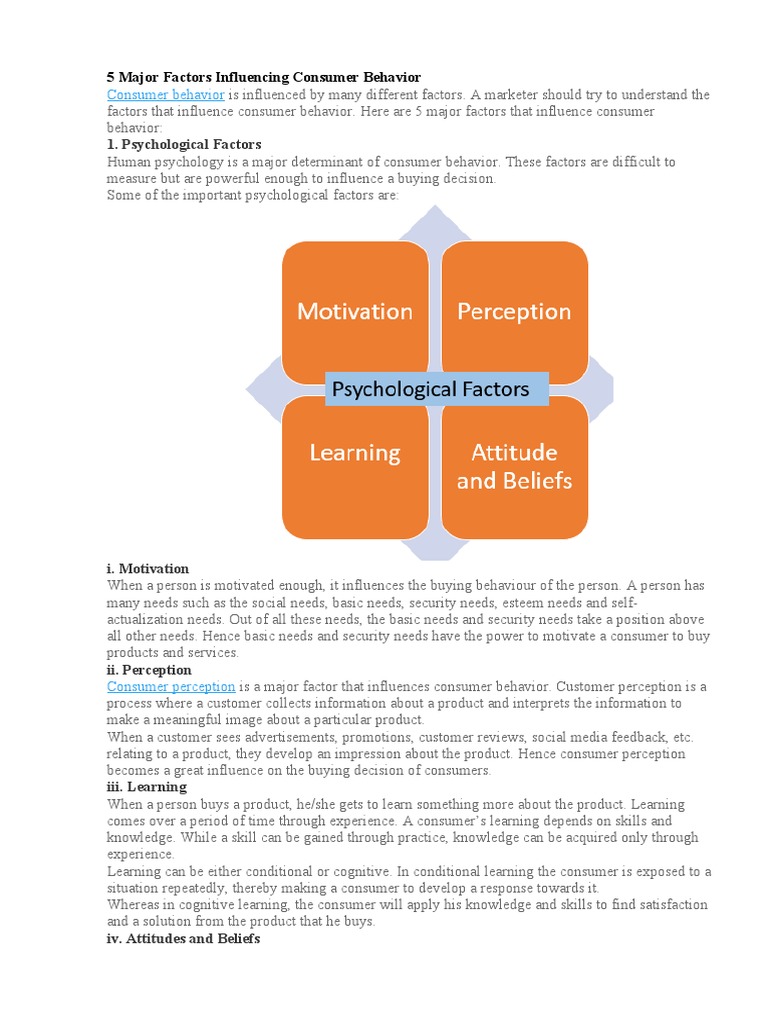 5 Major Factors Influencing Consumer Behavior | PDF | Consumer ...