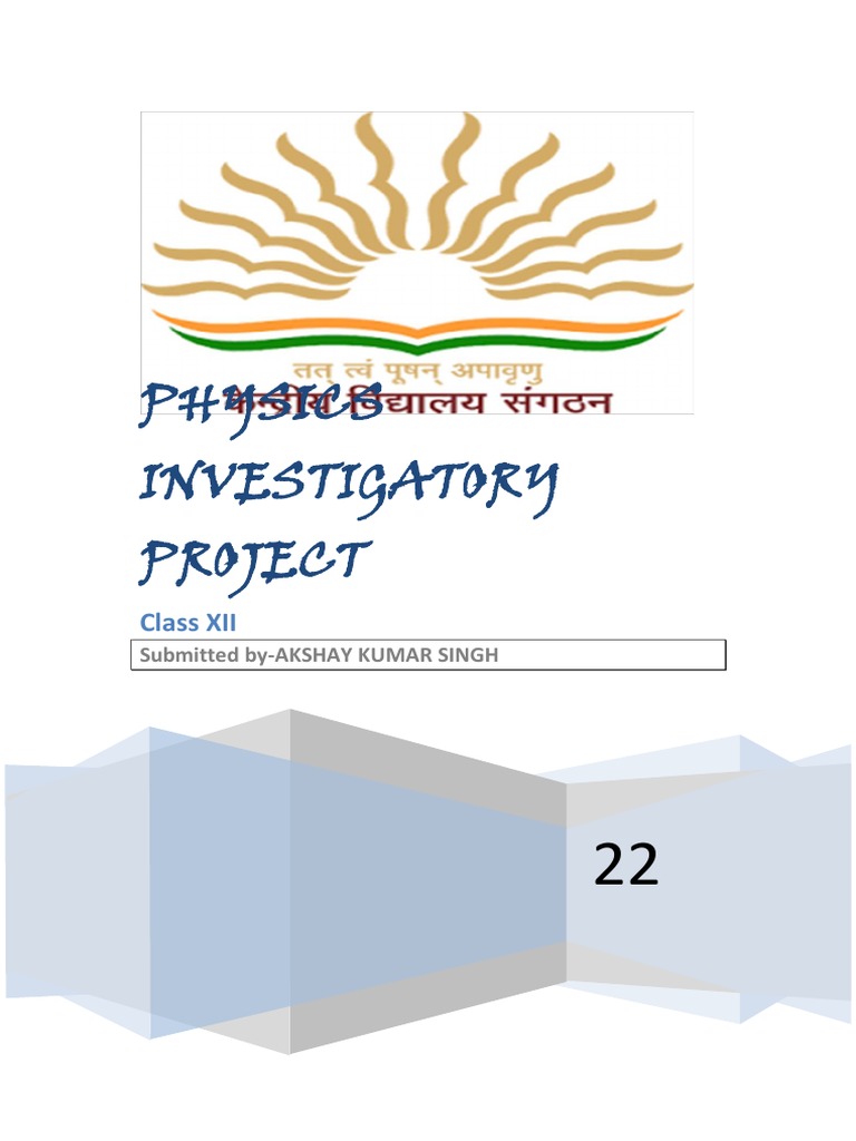 Physics Investigatory Project | PDF | Refractive Index | Physics