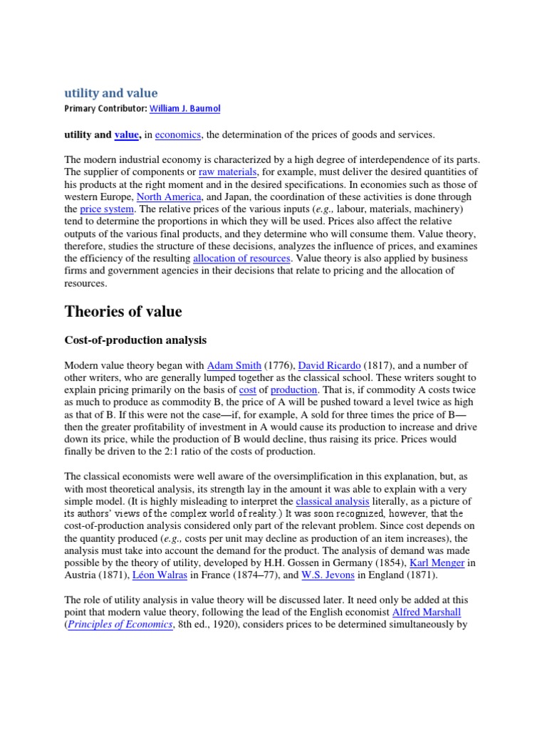Utility and Value | PDF | Economic Surplus | Utility