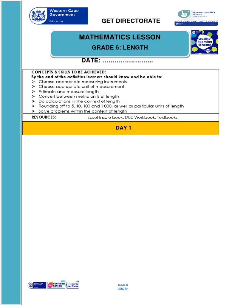 Grade 6 Measurement: Length Lesson Plan | PDF | Measurement | Length