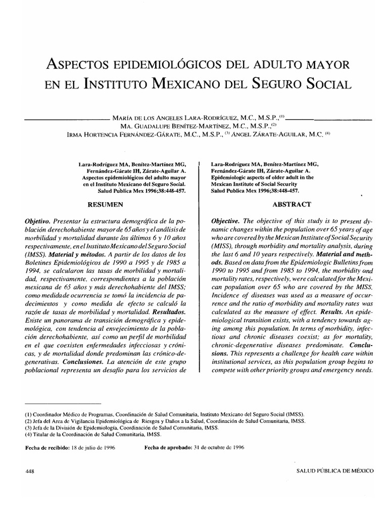 Aspectos Epidem Adult Mayor | PDF