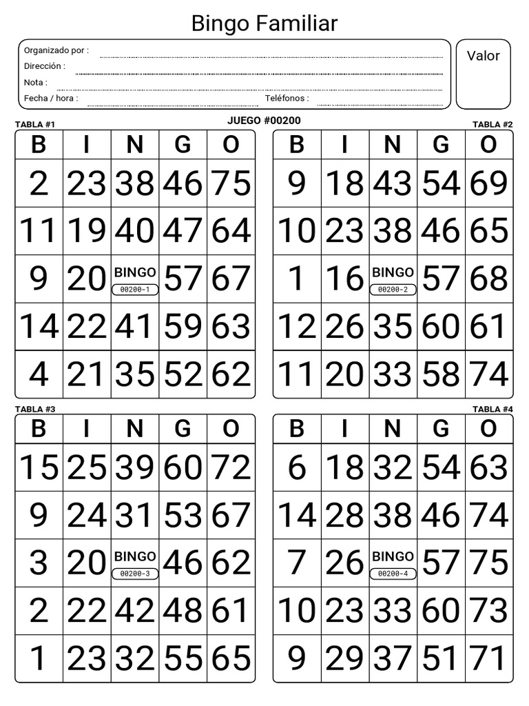 Bingo Tablas | PDF