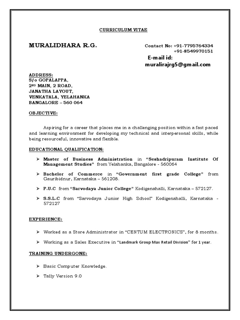 Murali Resume | PDF