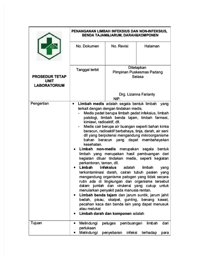 PDF Penanganan Limbah Infeksius Dan Non Infeksius Edit Compress | PDF