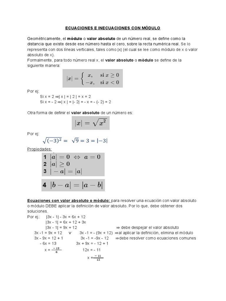Ecuac e Inec Con Módulo | PDF | Ecuaciones | Análisis complejo