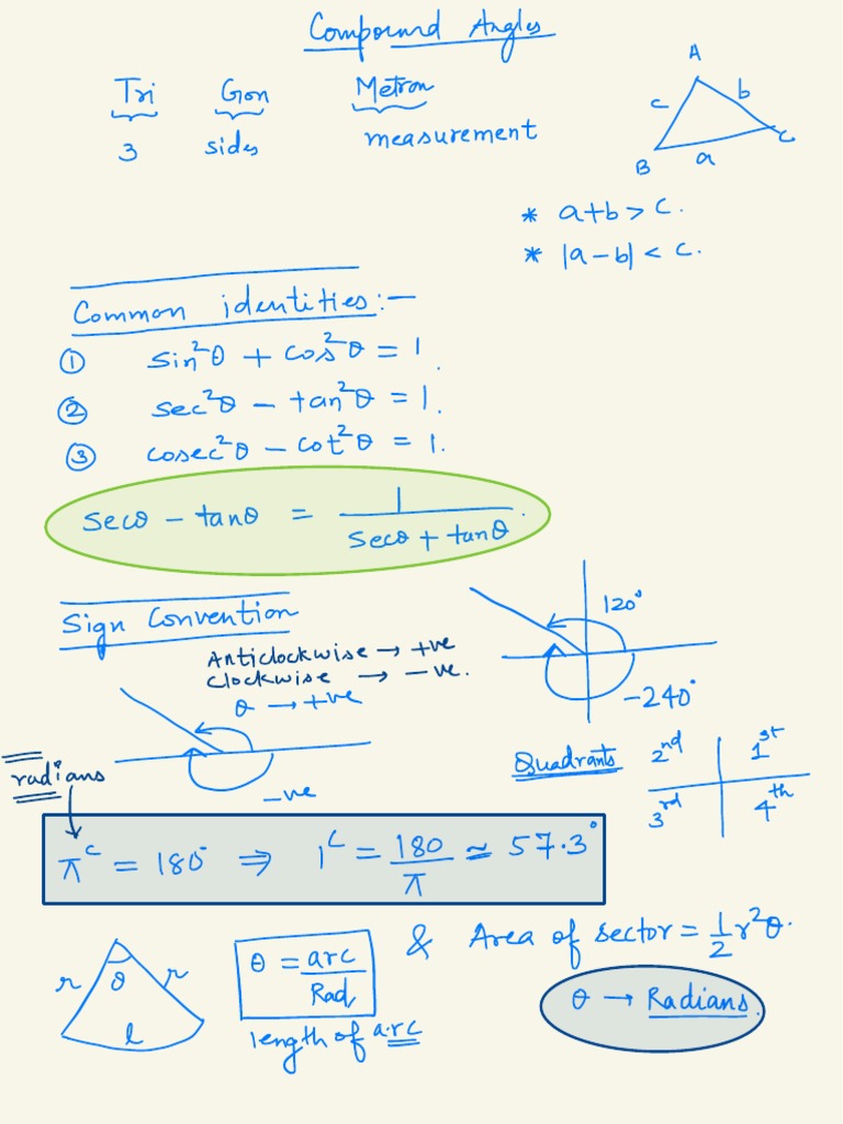 Compund Angle Log TE (IITian Notes - Kota) | PDF