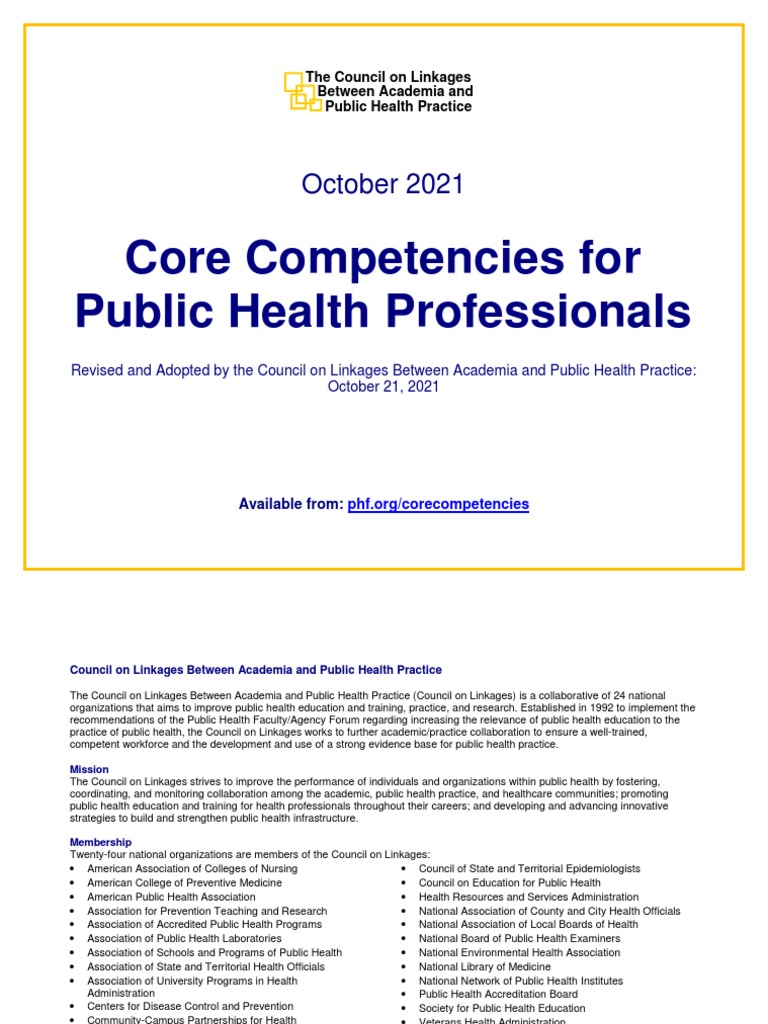 Core Competencies for Public Health 2021 | PDF | Public Health | Data ...