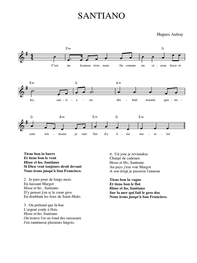 santiano - H.Aufray | PDF
