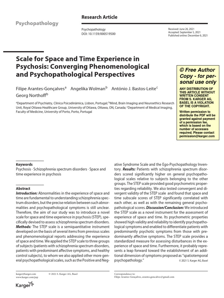 STEP Scale For Time and Space Psychosis | PDF