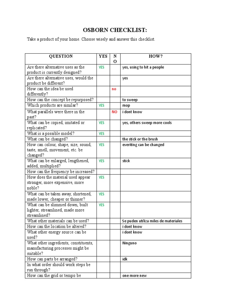 Osborn Checklist | PDF | Career & Growth | Art