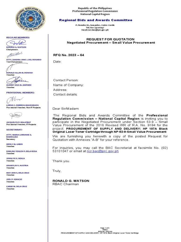 RFQ 2023-64 Hp107a Black | PDF