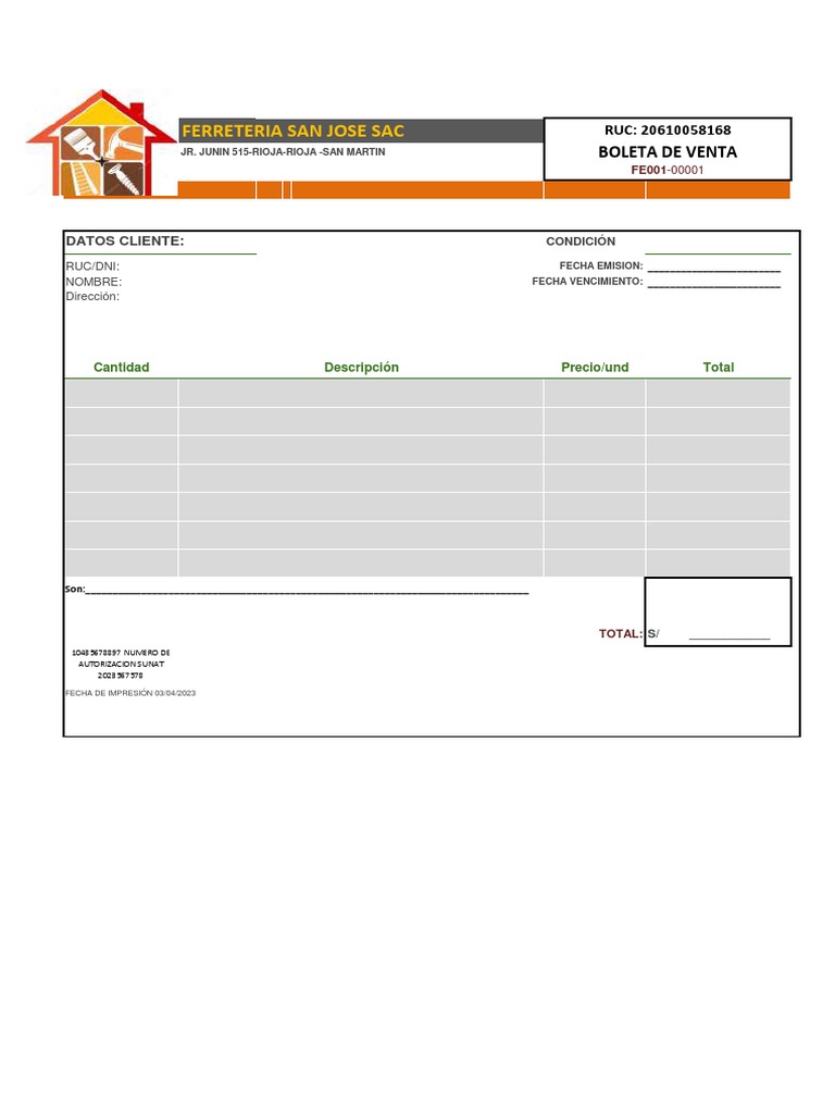 BOLETA DE VENTA en Blanco | PDF