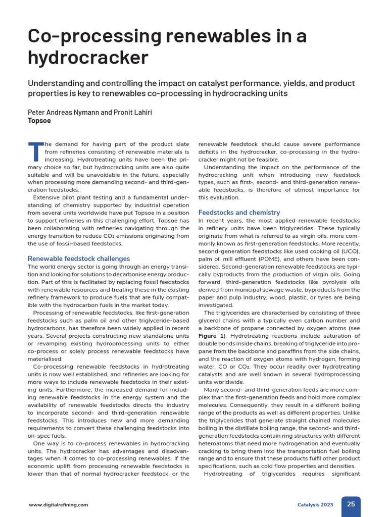Co-Processing Renewables in A Hydrocracker | PDF | Cracking (Chemistry ...