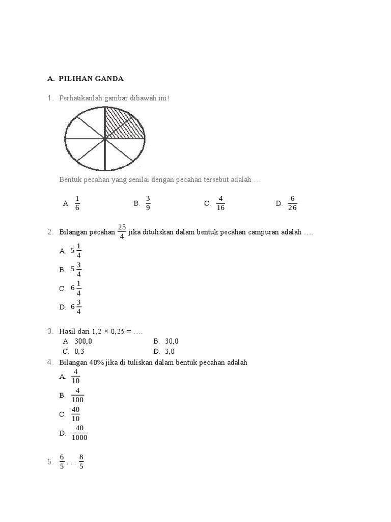 Soal MTK Kelas 4 Semester 1 | PDF