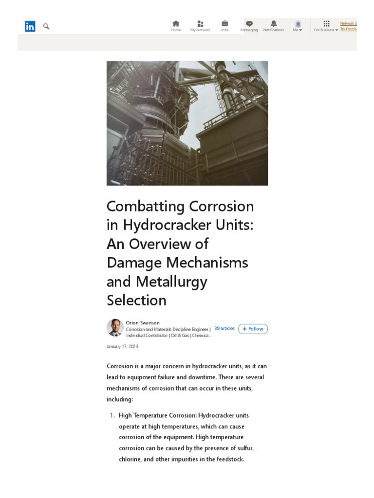 Combatting Corrosion in Hydrocracker Units | PDF | Corrosion ...