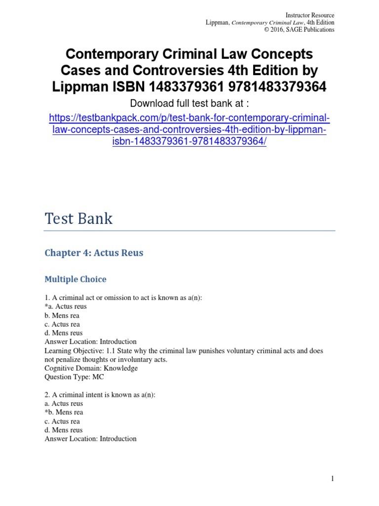 Contemporary Criminal Law Concepts Cases and Controversies 4th Edition ...