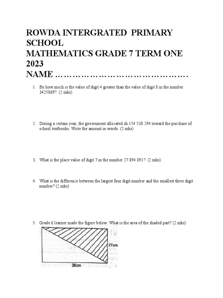 Mathematics Grade 7 | PDF