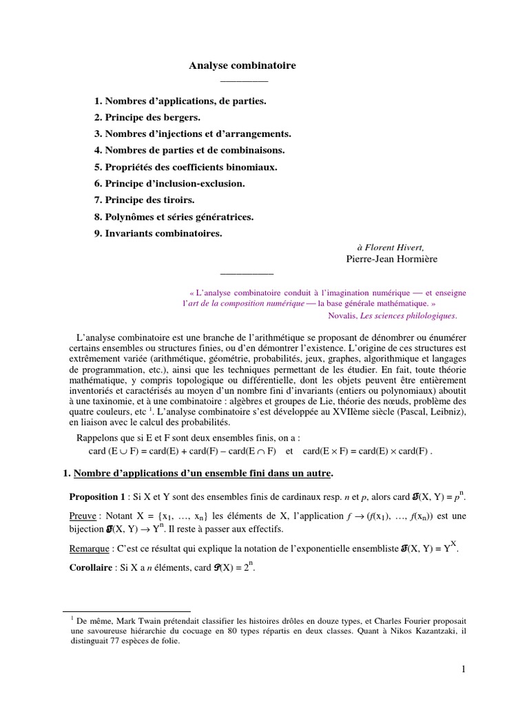 analyse combinatoire | PDF