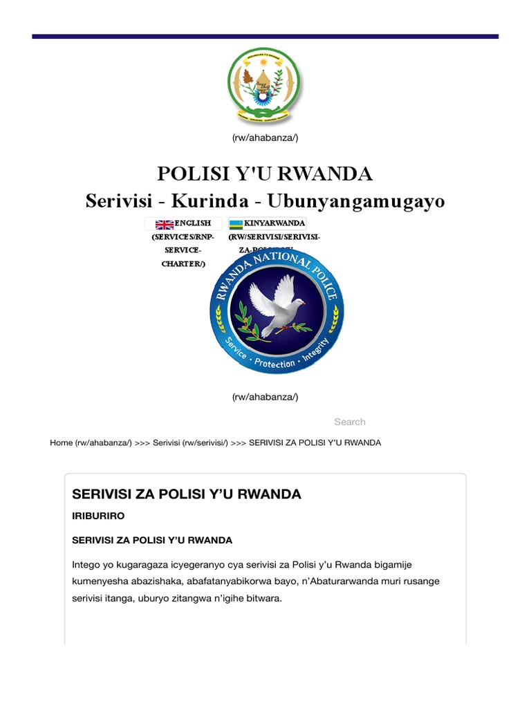 Serivisi Za Polisi Y'u Rwanda | PDF | Rwanda
