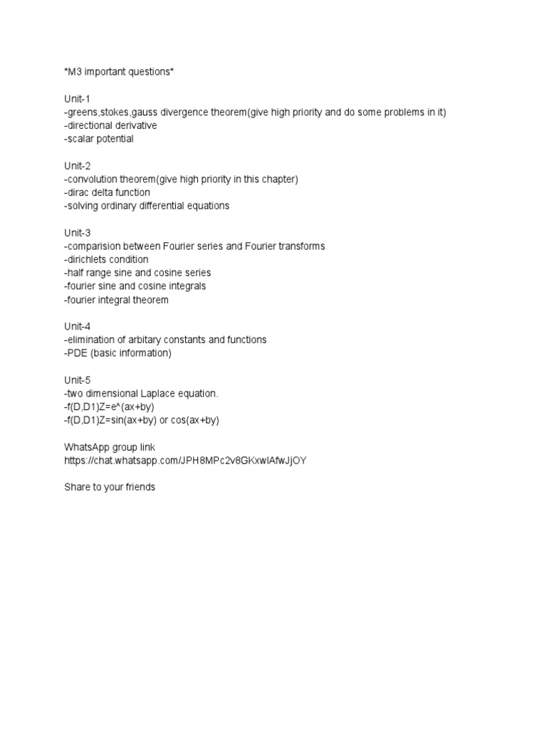 M3 Important Questions | PDF