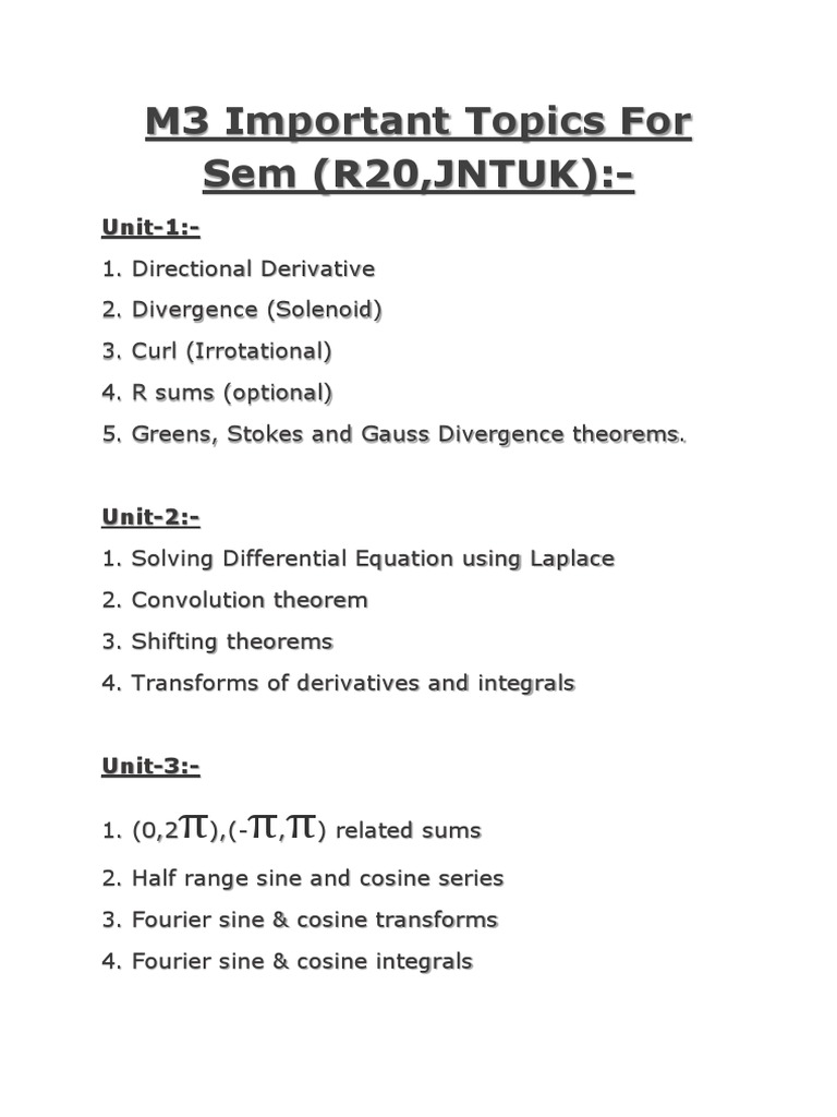 M3 Important Topics For Sem | PDF