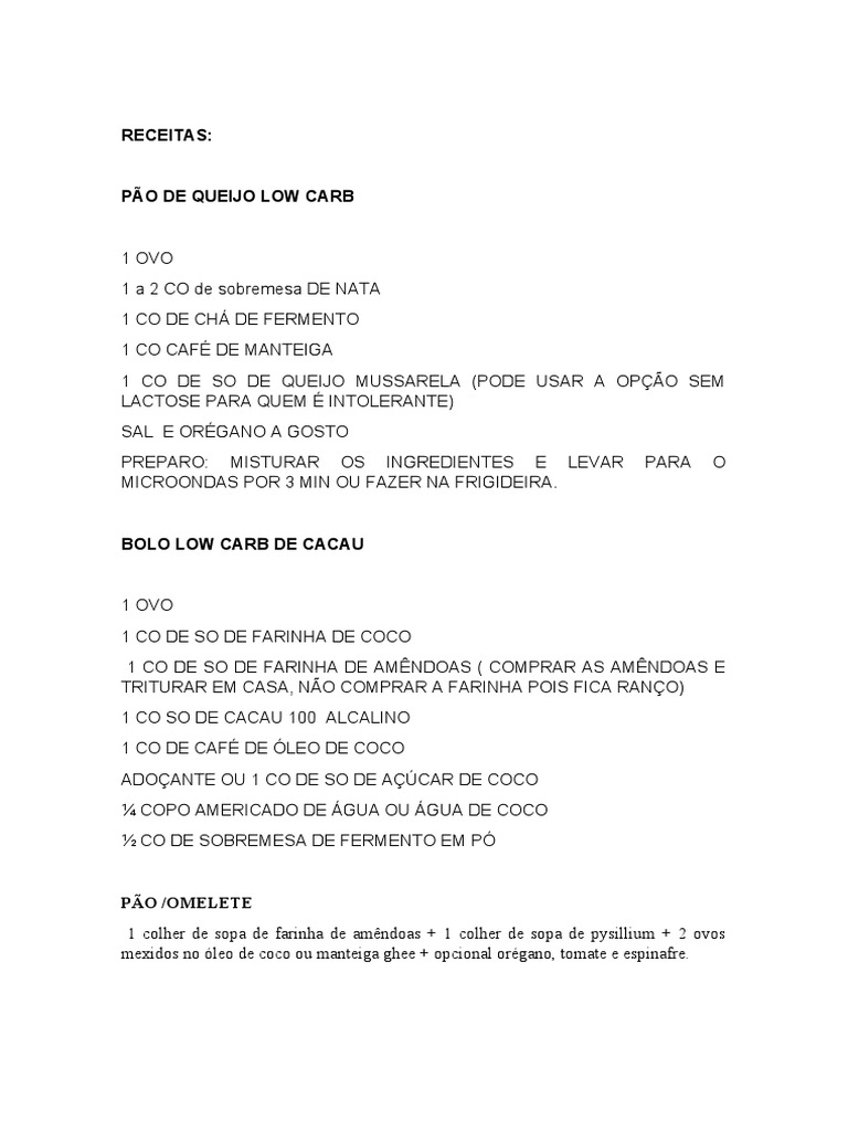 Receitas Low Carb Pdf Pães Queijo