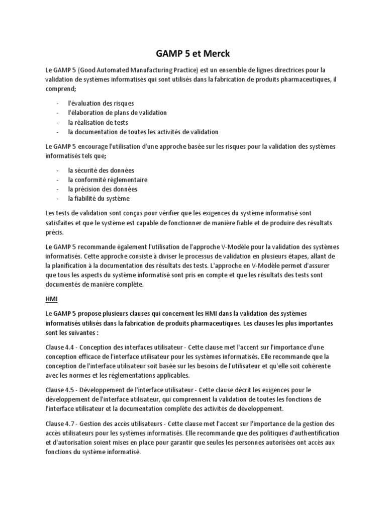 GAMP 5 Et Merck | PDF | Analyse du cycle de vie | Management de la qualité