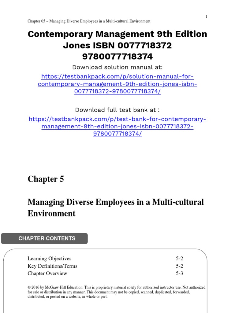 Contemporary Management 9th Edition Jones Solutions Manual 1 | PDF ...
