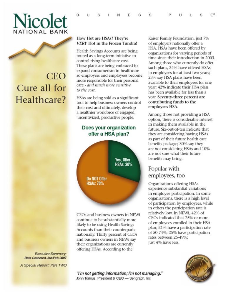 2007 Business Pulse©: CEO Cure All For Healthcare? | PDF | Health Care ...