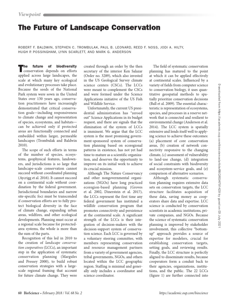 Future of Landscape Conservation Strategies | PDF | Conservation ...