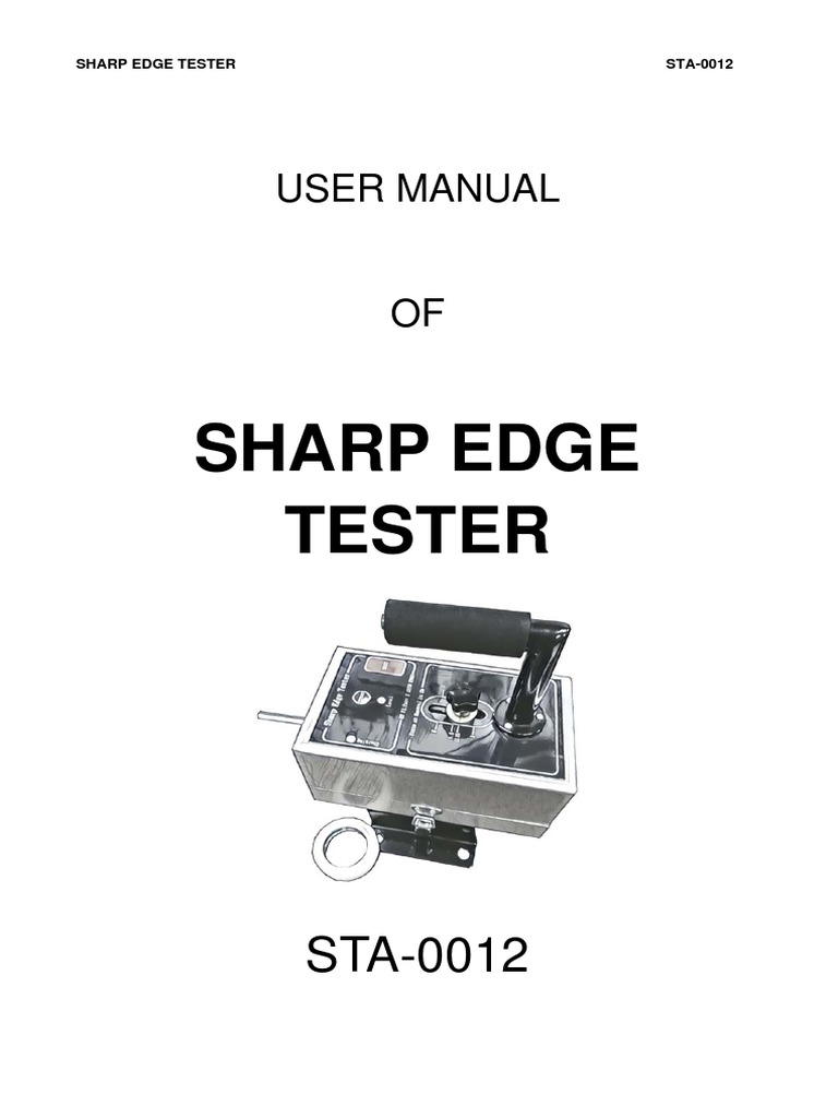 Sharp Edge Tester STA-0012 Manual | PDF | Rechargeable Battery | Equipment