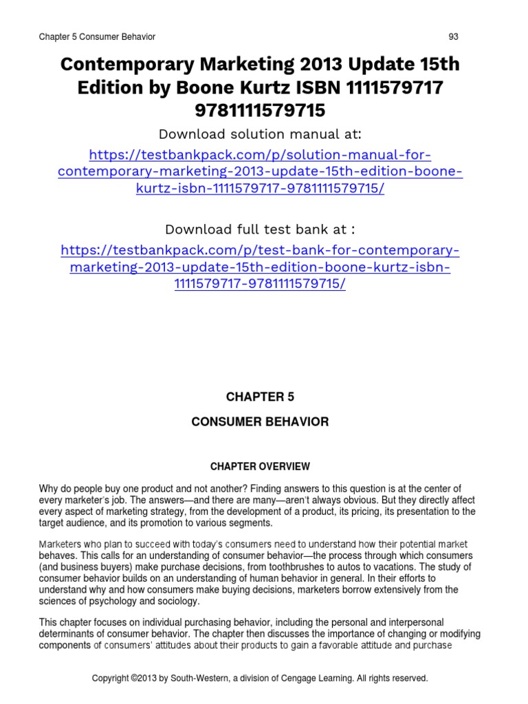 Contemporary Marketing 2013 Update 15th Edition Boone Solutions Manual ...