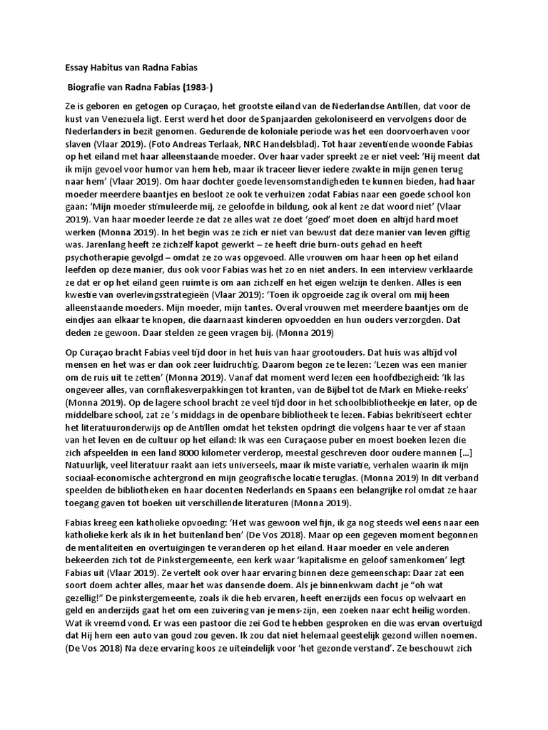 Essay Over Habitus Van Radna Fabias | PDF