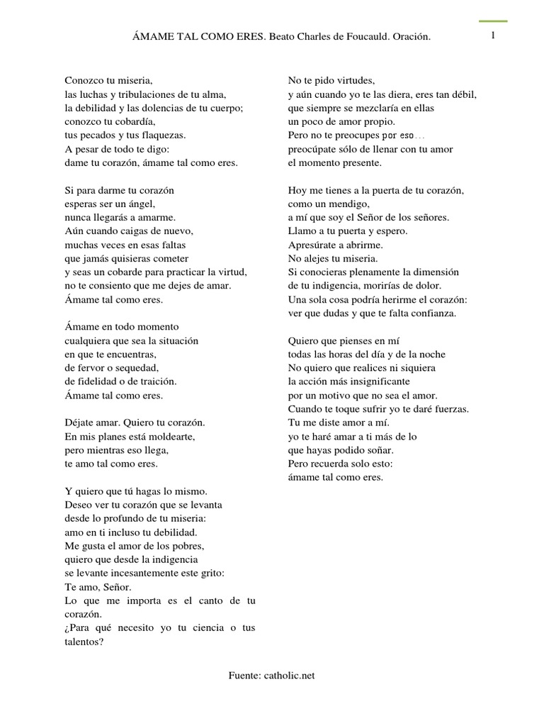Ámame Tal Como Eres: Oración | PDF | Amor