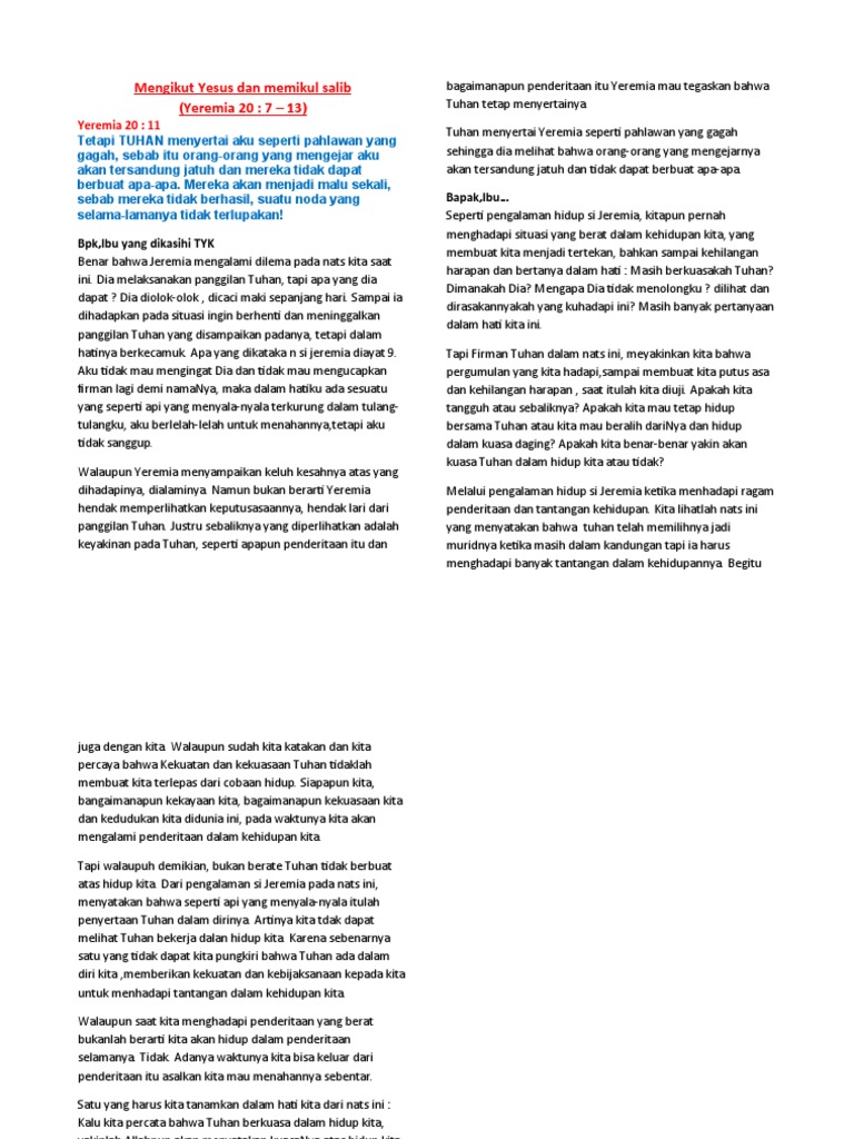 Mengikut Yesus Dan Memikul Salib | PDF