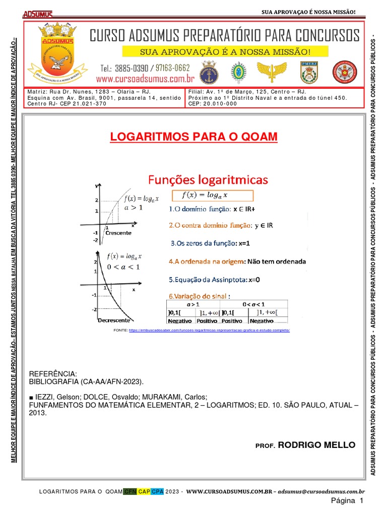 Qoam - Logaritmos - Prof Rodrigo Melo | PDF