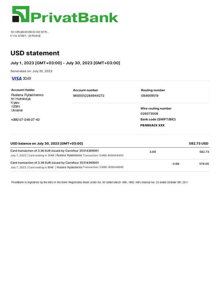 Privatbank_statement | PDF