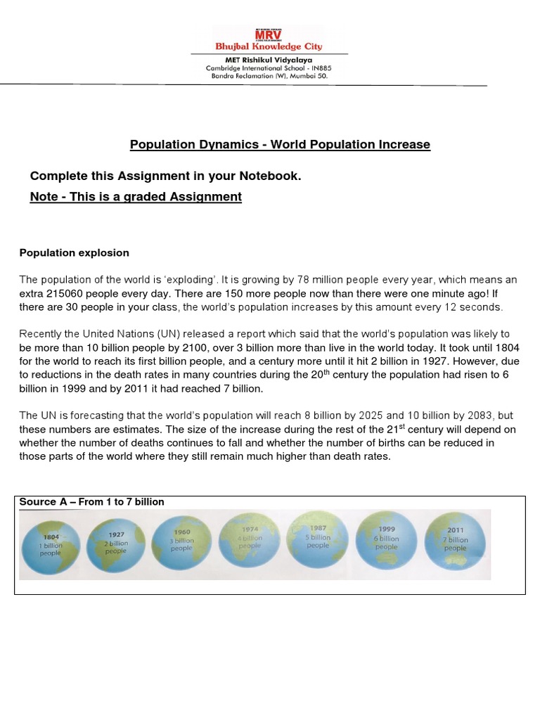 Worksheet - World Population | PDF