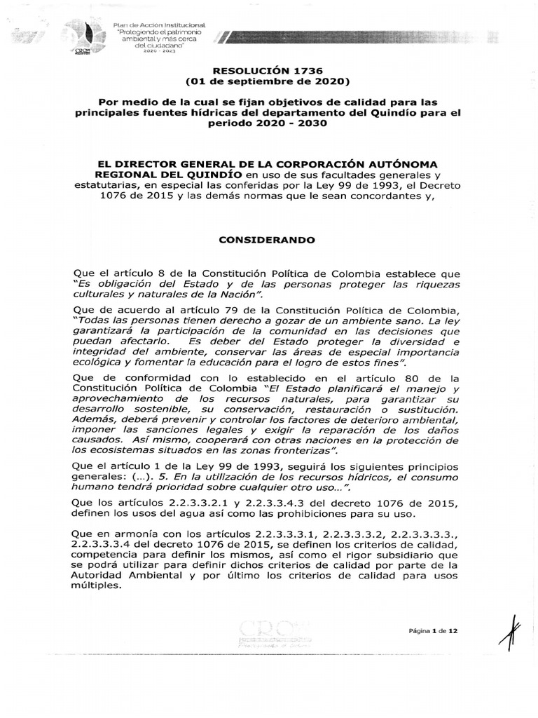 CRQ - RESOLUCIÓN - No - 1736 - 01 - SEPTIEMBRE - 2020 | PDF