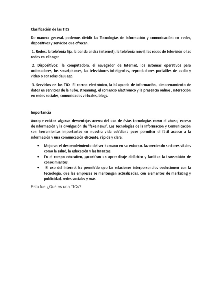 Clasificación de Las TICs | PDF