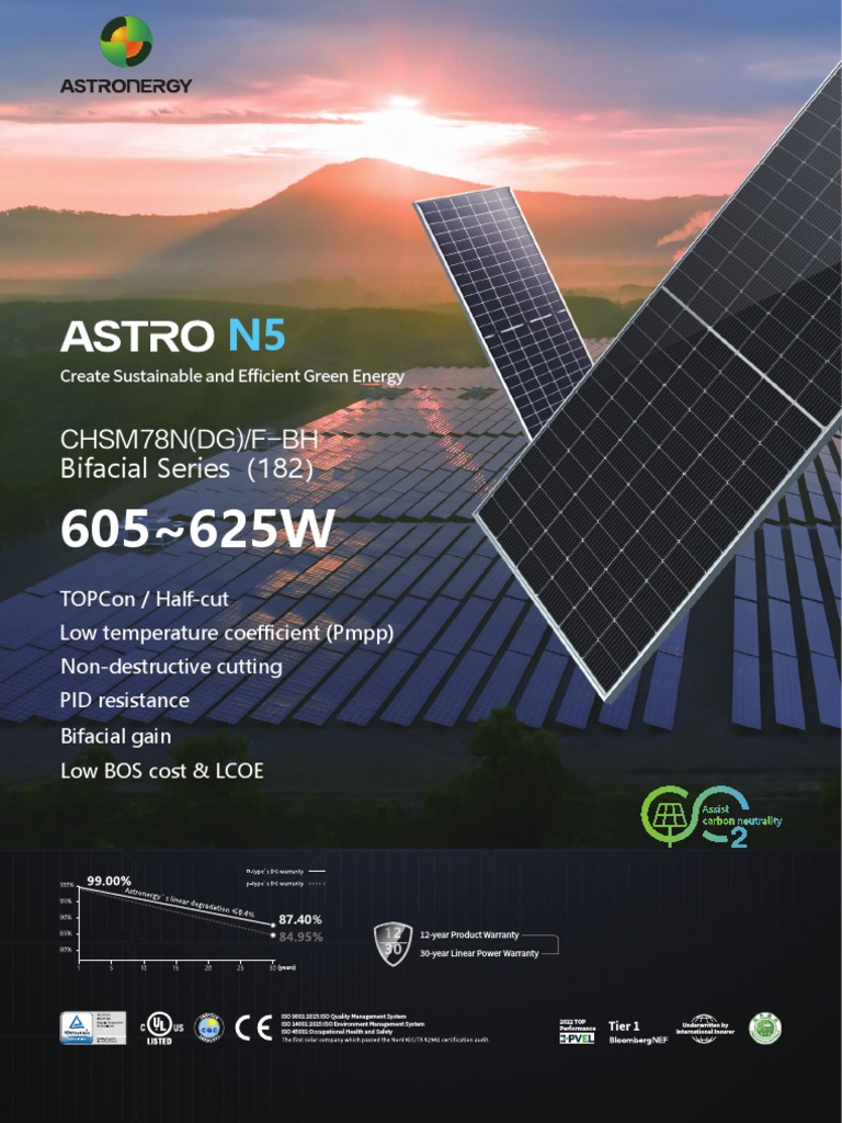 ASTRO N5 605 625W 182-78 Módulo Bifacial | PDF | Physical Sciences | Electricity